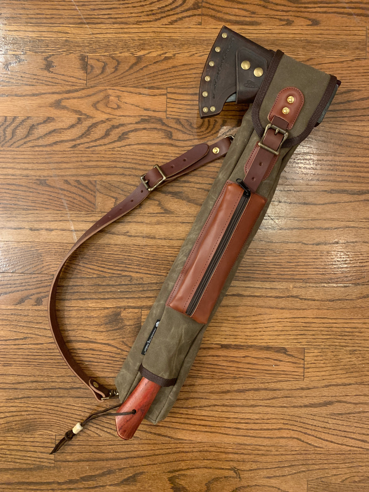 Saw Axe Sling Carrier Waxed Canvas | Meandering Maker Outdoor