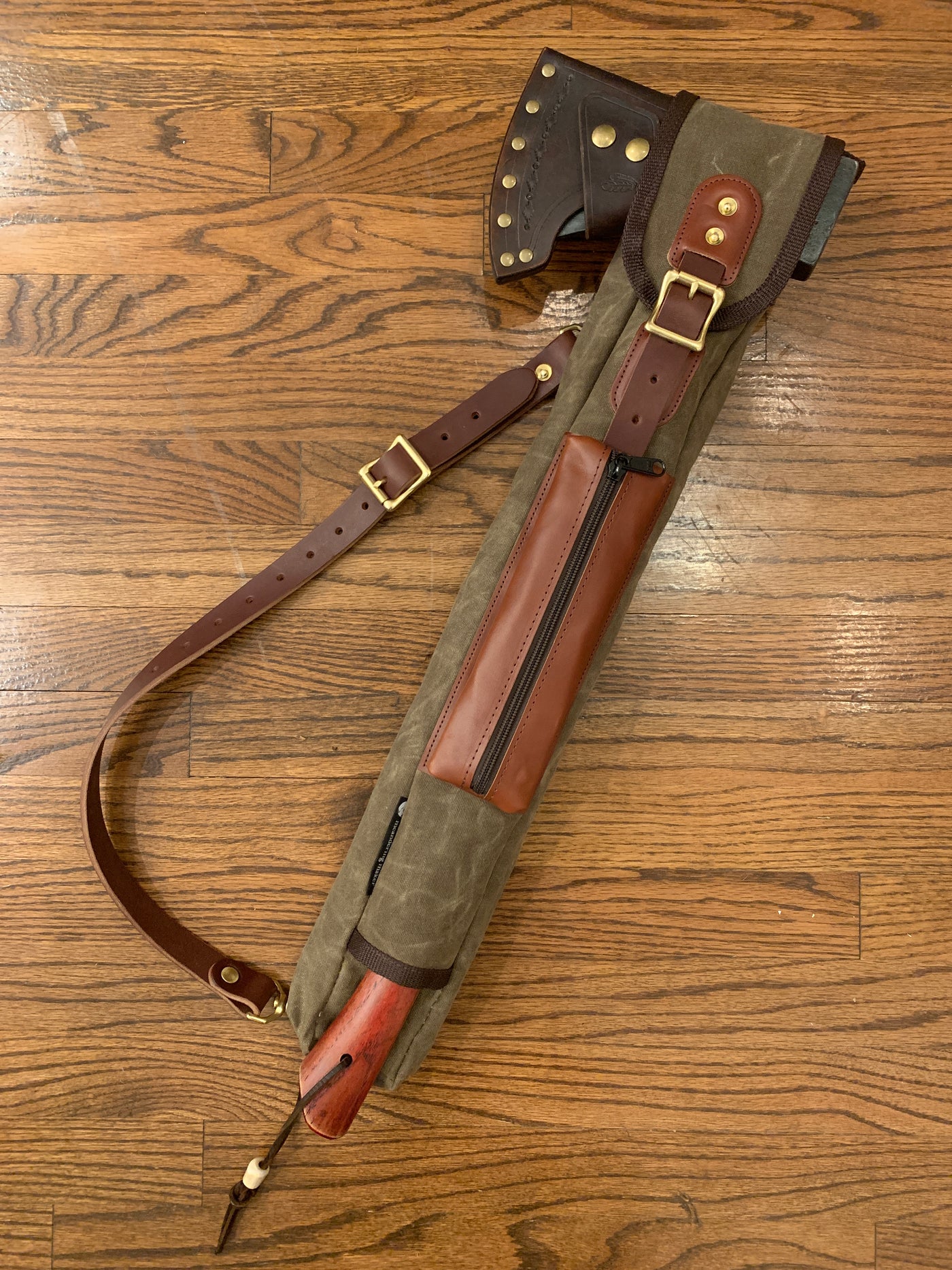 Saw Axe Sling Carrier Waxed Canvas | Meandering Maker Outdoor