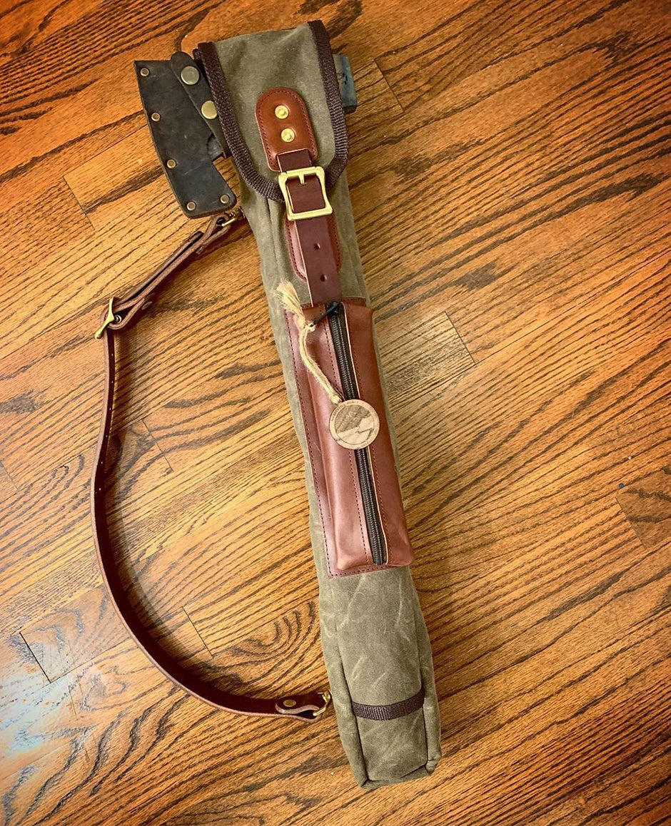 Saw Axe Sling Carrier Waxed Canvas | Meandering Maker Outdoor